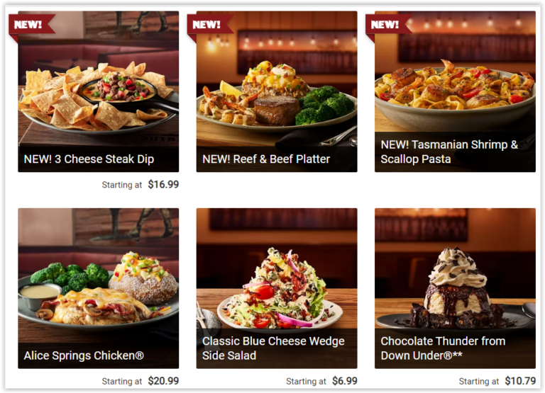 Outback Steakhouse Specials and Menu Deals