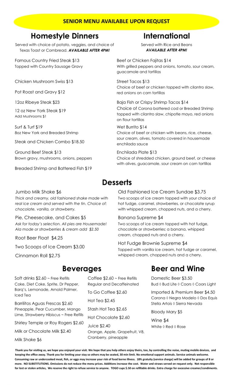 Houligan’s Menu Prices