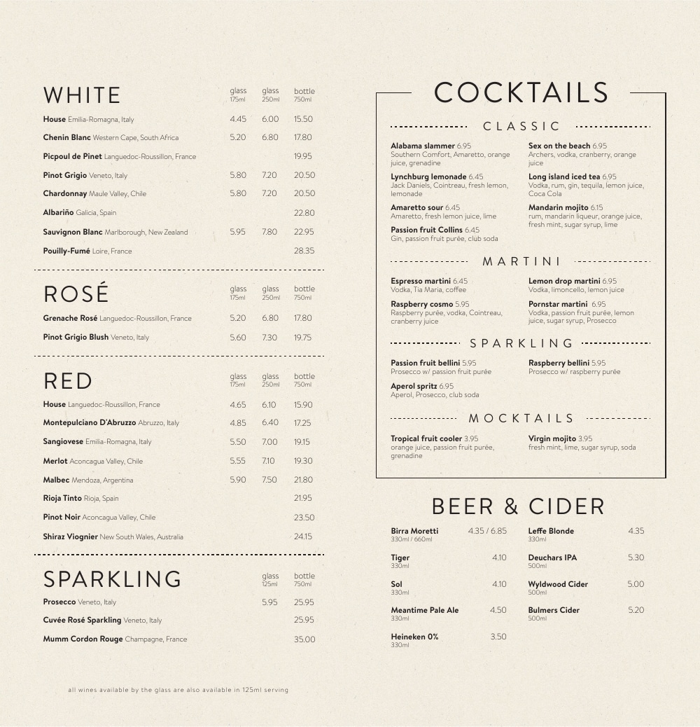 Wildwood UK Menu Prices