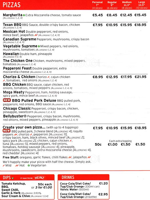 Pizza Hut IE Menu Prices
