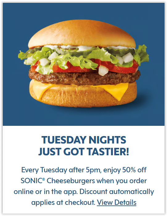 Sonic Deals and Menu Specials - $1.99 Menu Options