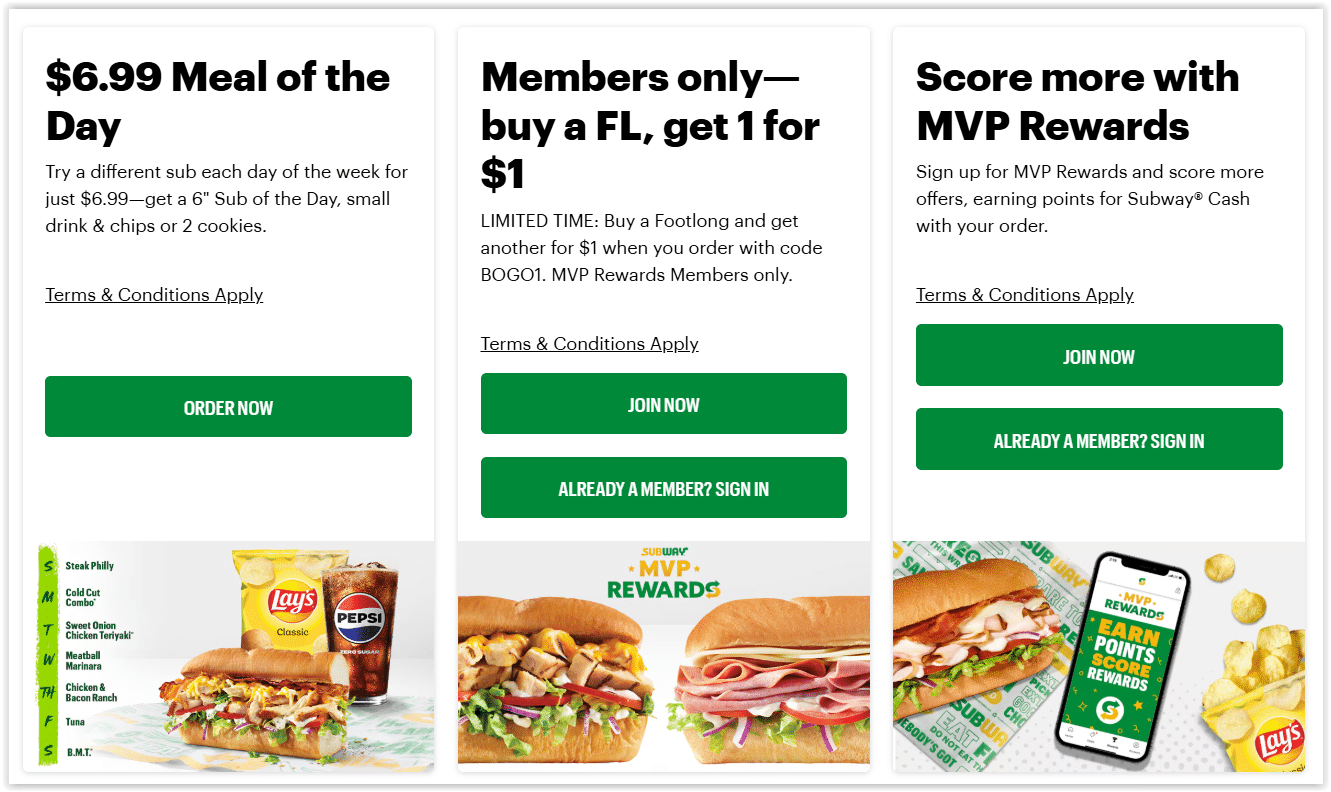 Subway Deals and Sub Specials - $6.99 Meal Deal