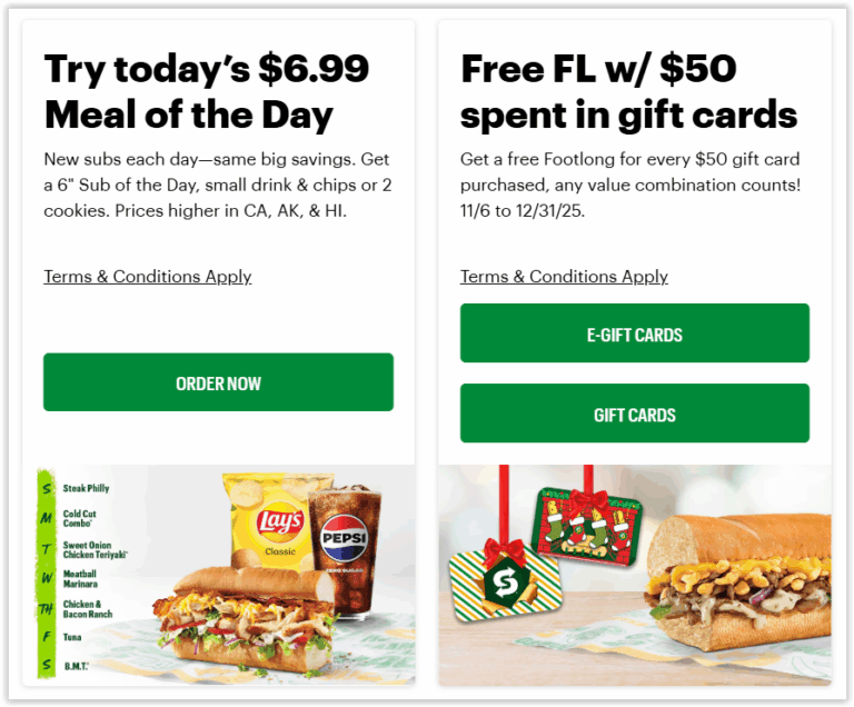 Subway Deals and Sub Specials - $6.99 Meal Deal